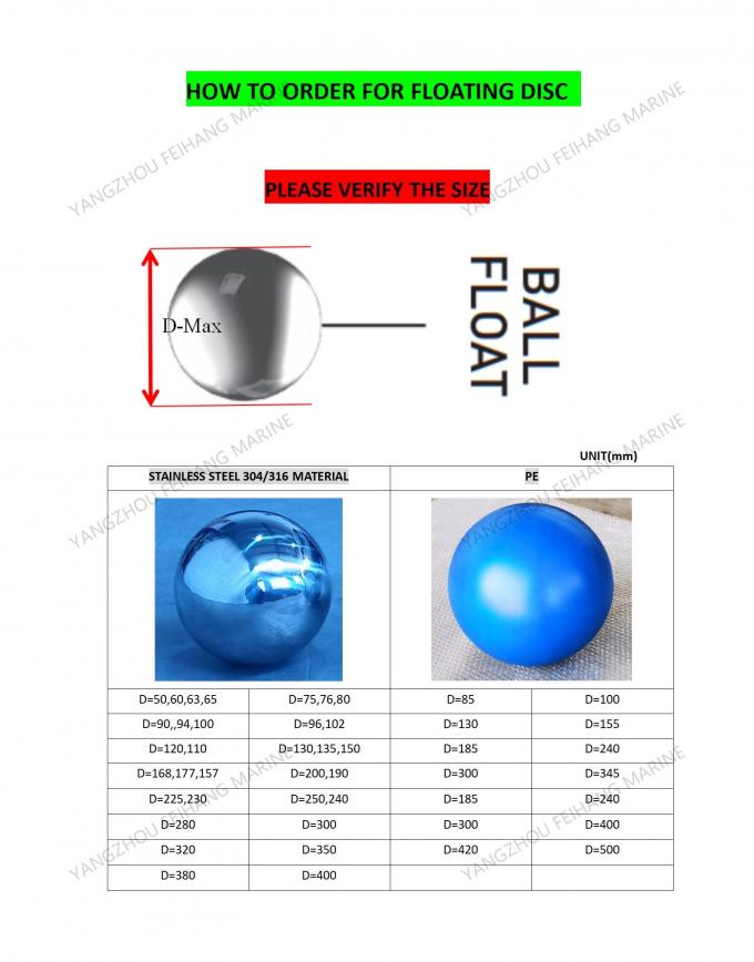 Stainless Steel Floating Ball For Ballast Tank Air Pipe Head Plastic ...